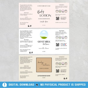 Editable Lotion Bottle Label Template in Canva Handmade Goat Milk ...