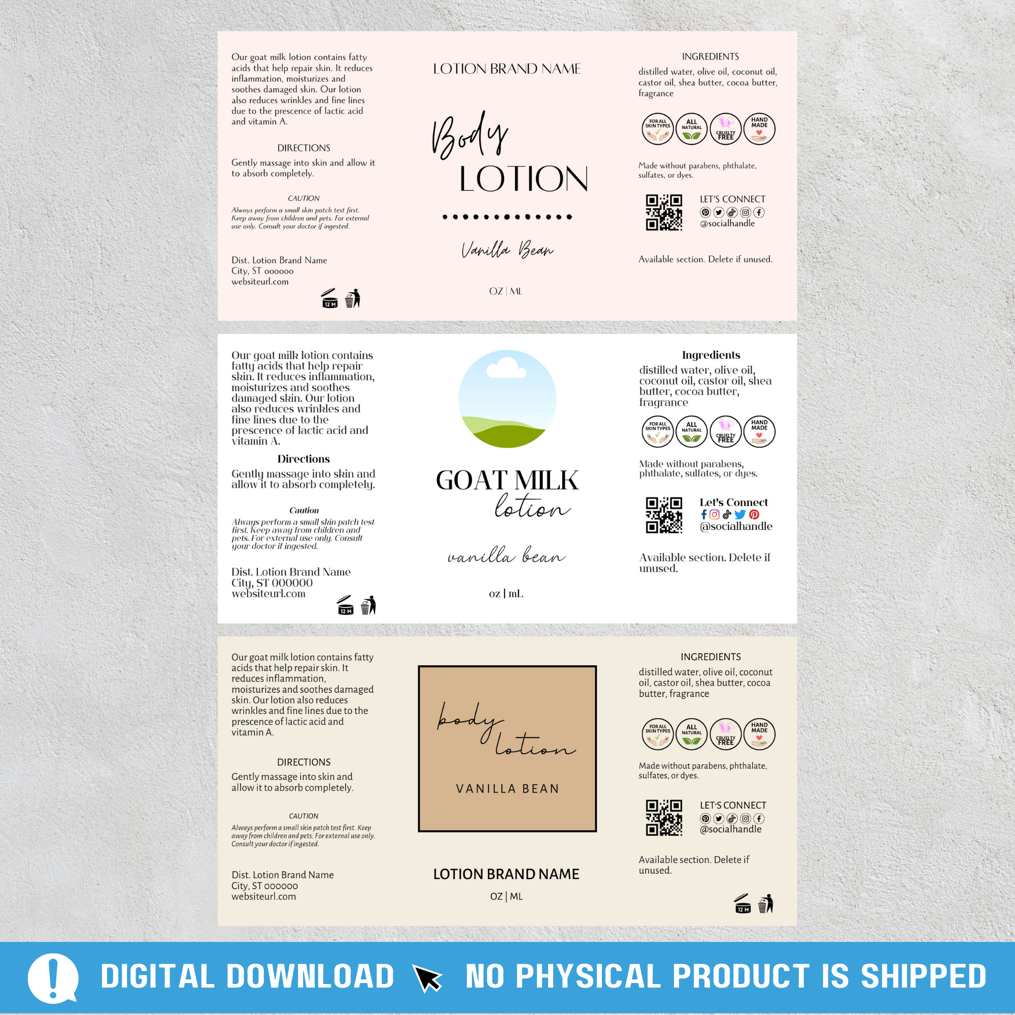 Editable Lotion Bottle Label Template in Canva Handmade Goat Milk ...