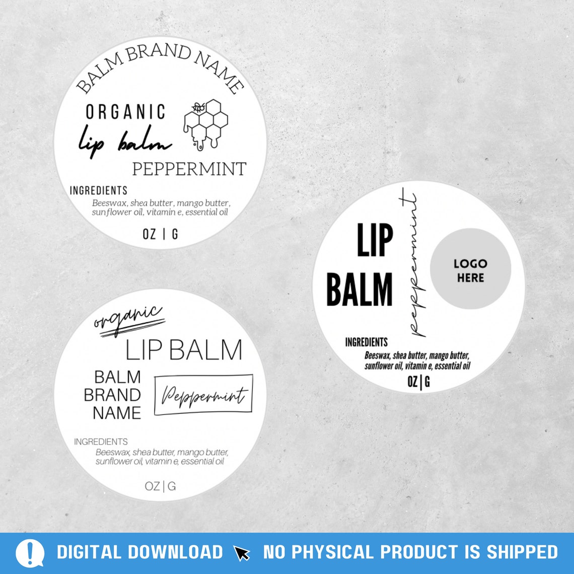 Editable Round Lip Balm Label Template Custom Circle Lip Balm Tin Label ...