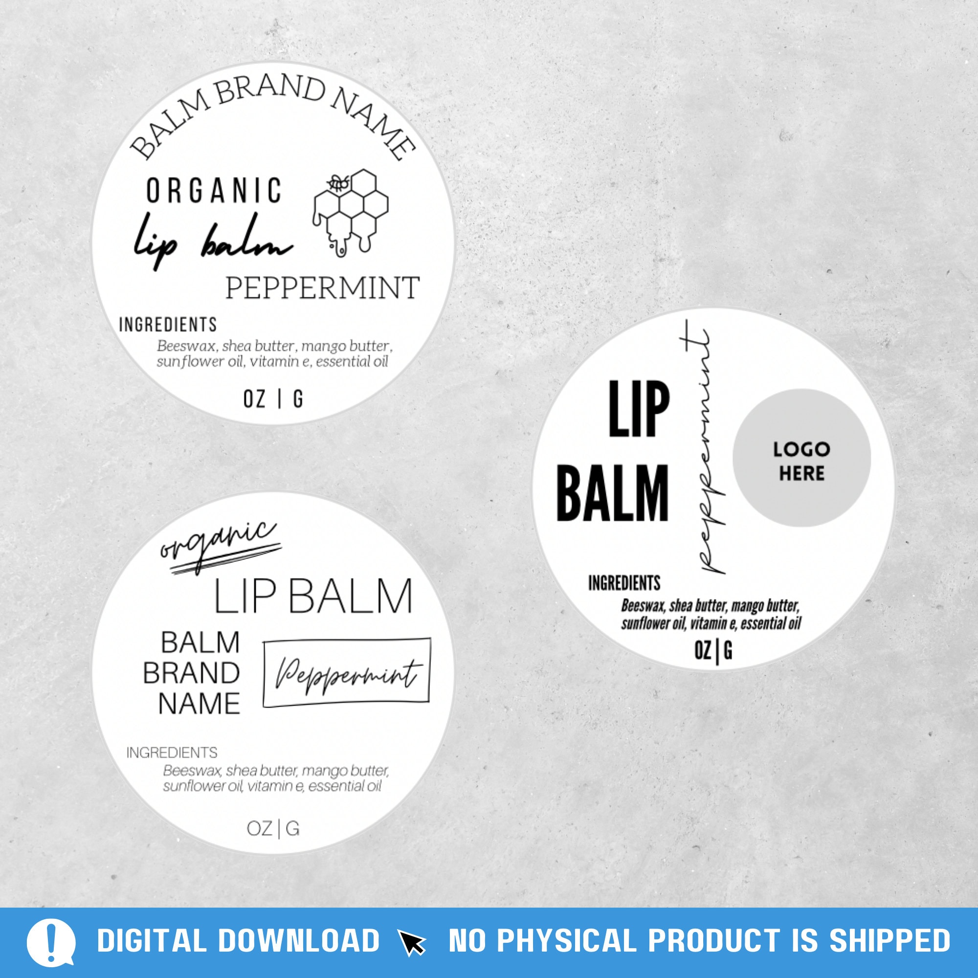 Editable Round Lip Balm Label Template Custom Circle Lip Balm Tin Label ...