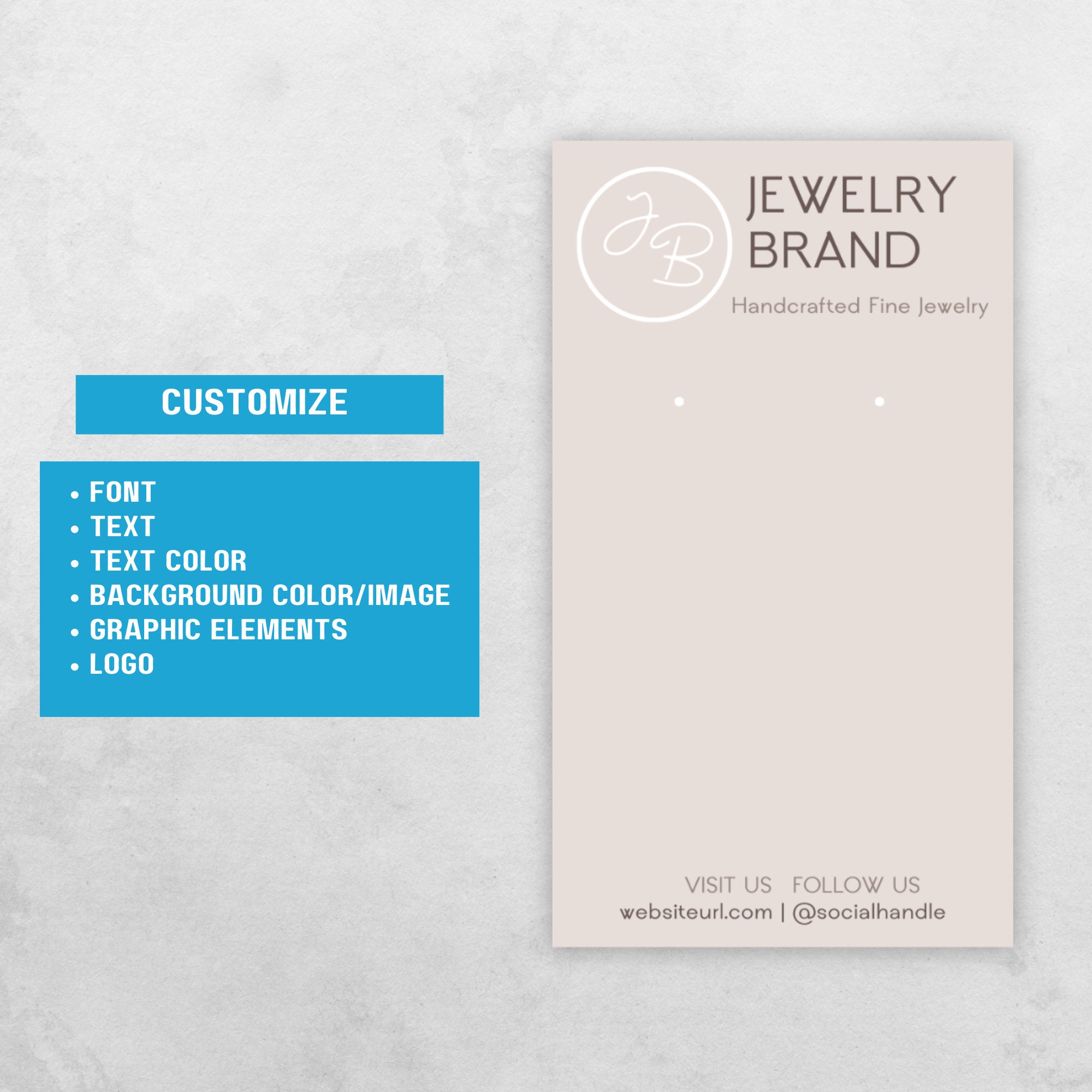 Editable Earring Card Holder With Punch Holes Earring Display - Etsy