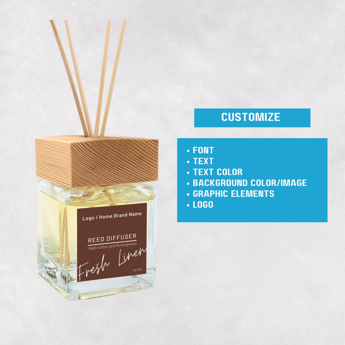Fragrance Oil Diffuser Label Template Editable Scented Oil Reed ...