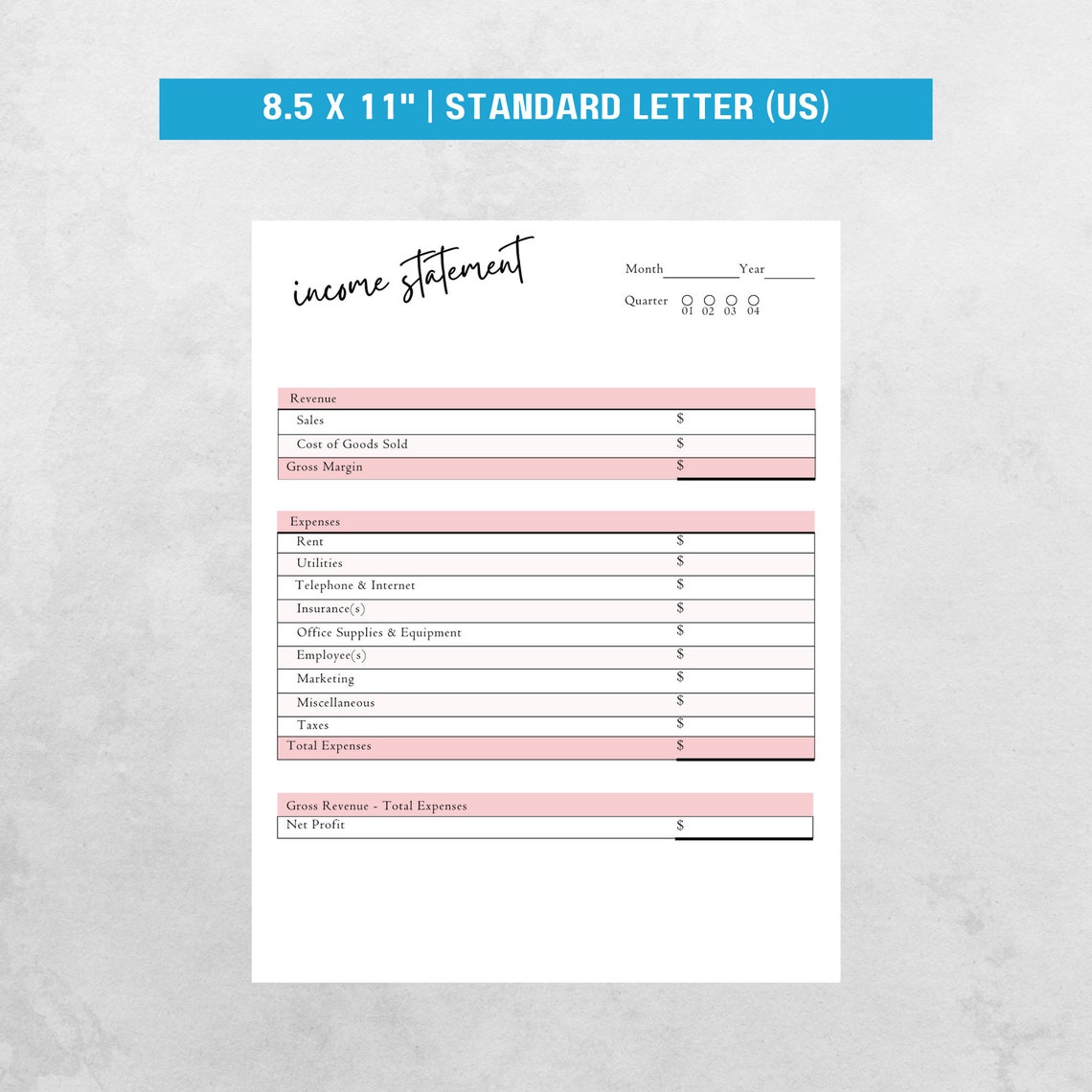DIY Small Business Accounting Bundle Template Editable Accounting Ledger, Income Statement ...