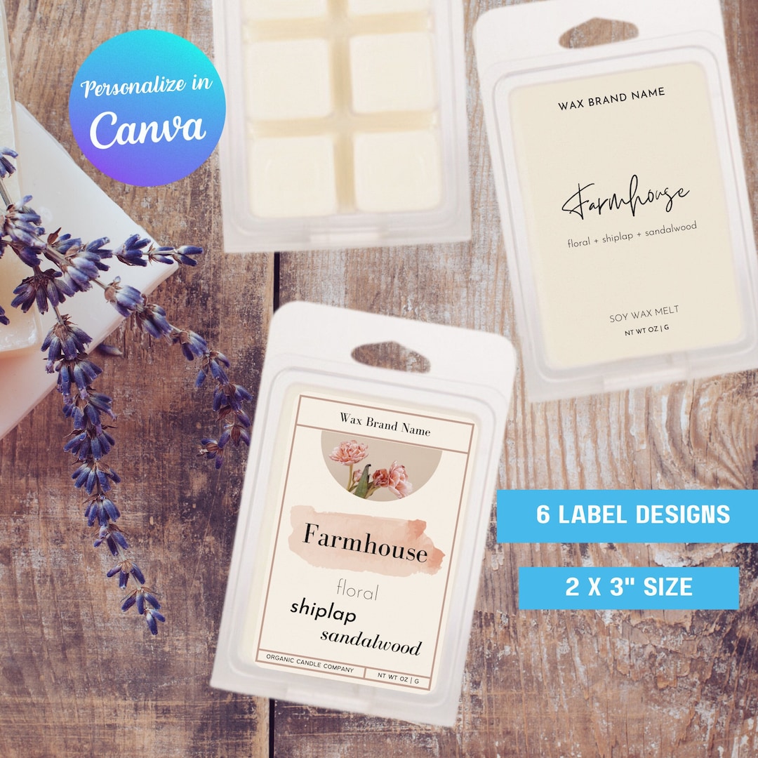 Candle Wax Melt Clamshell Mold Label Template Editable Soy Wax Melt ...