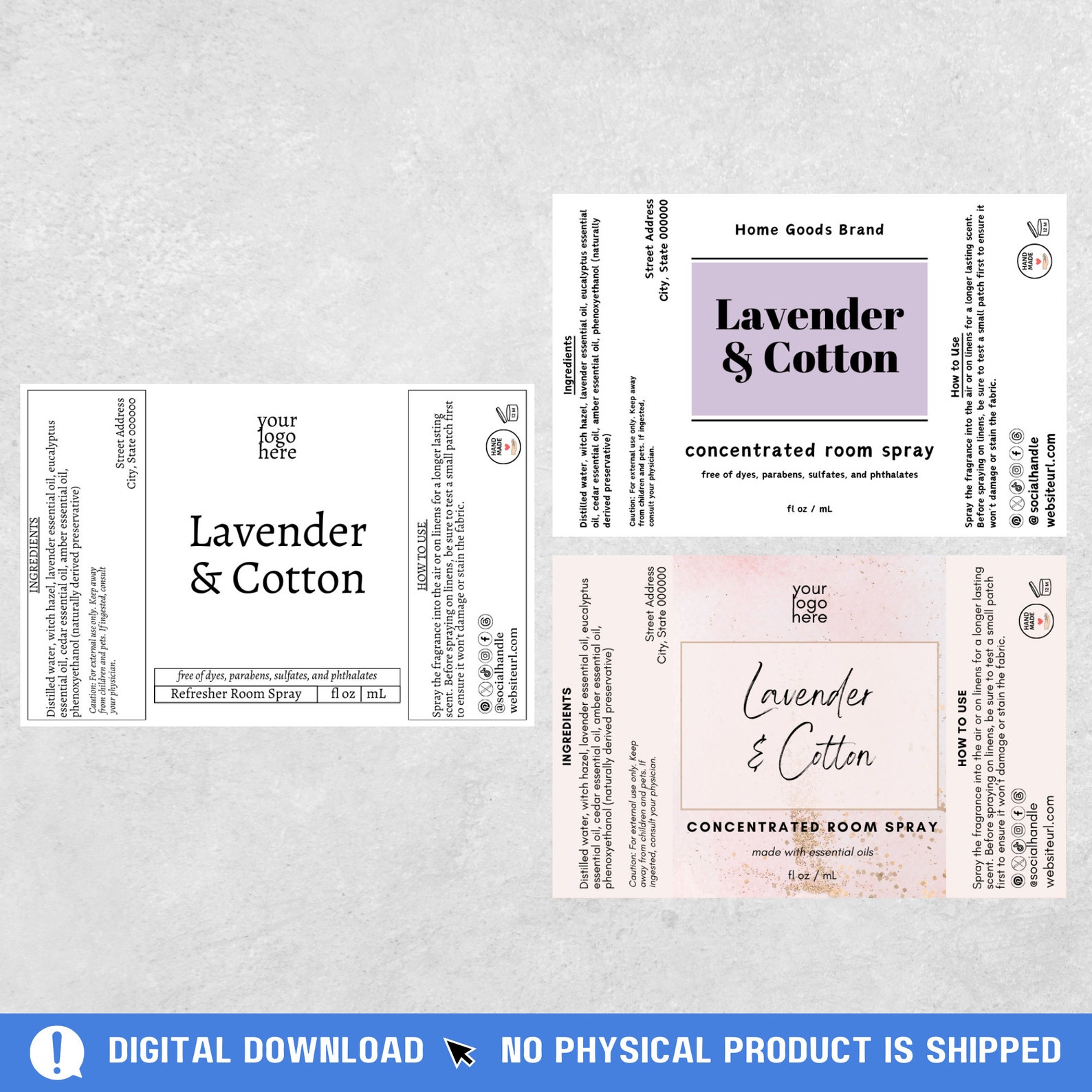 Room Refresher Spray Wrap Around Label Template Editable Canva Template ...