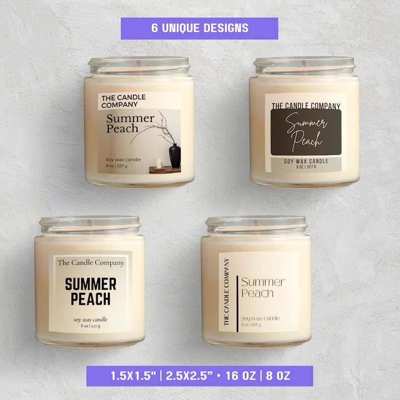 Square Candle Label Template for 8 Oz & 16 Oz Candles Customizable ...