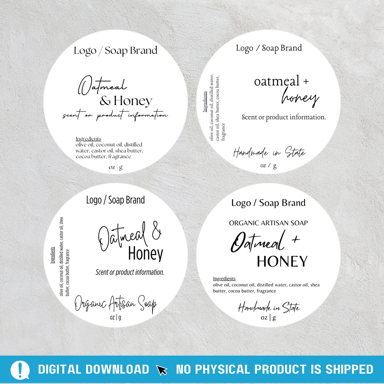 Minimalist Round Soap Bar Label Template Editable Circle Organic Soap ...