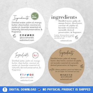 Round Ingredient List Label Template Editable Circle Ingredients Label ...