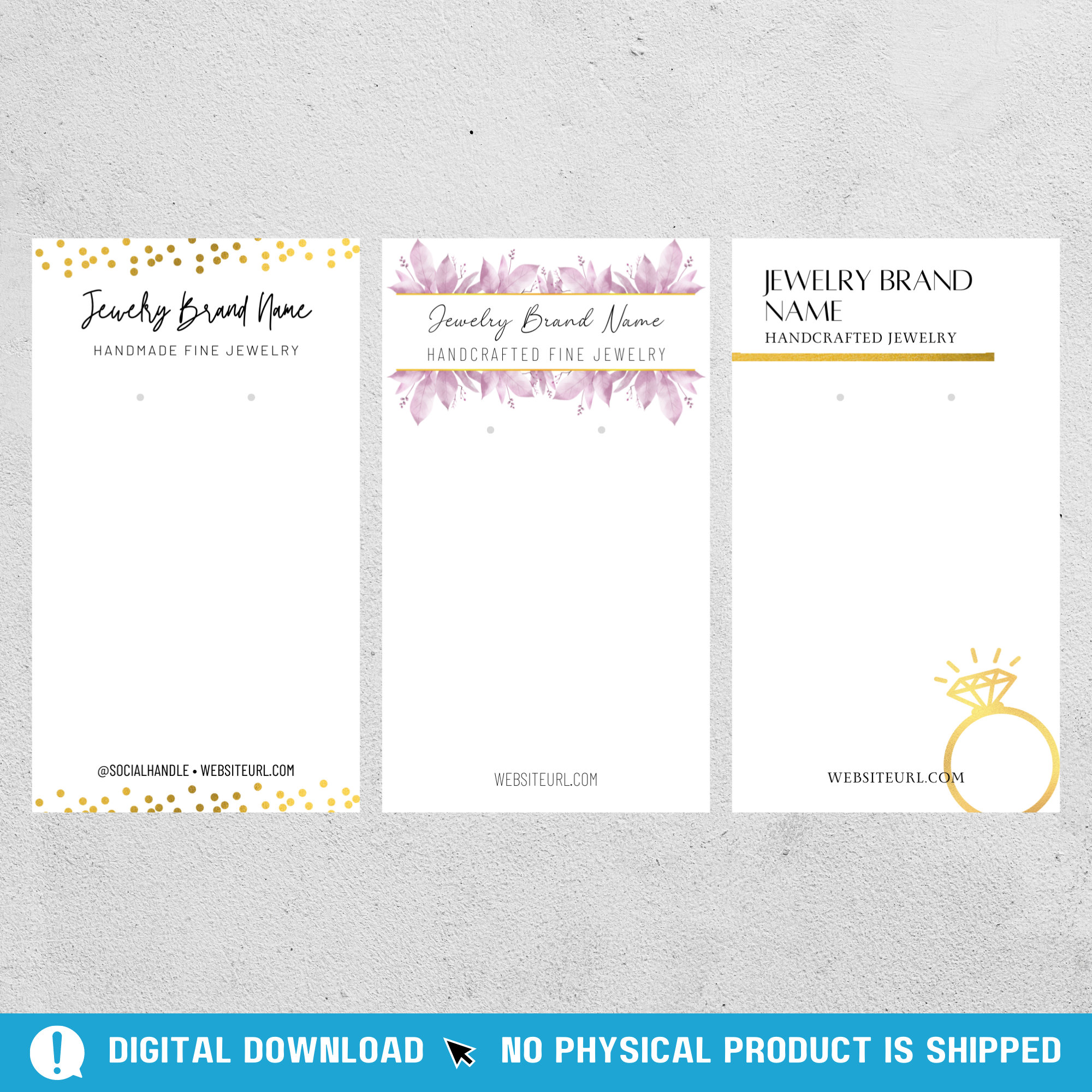 Gold Earring Display Card Template Editable Earring Card Design Custom ...
