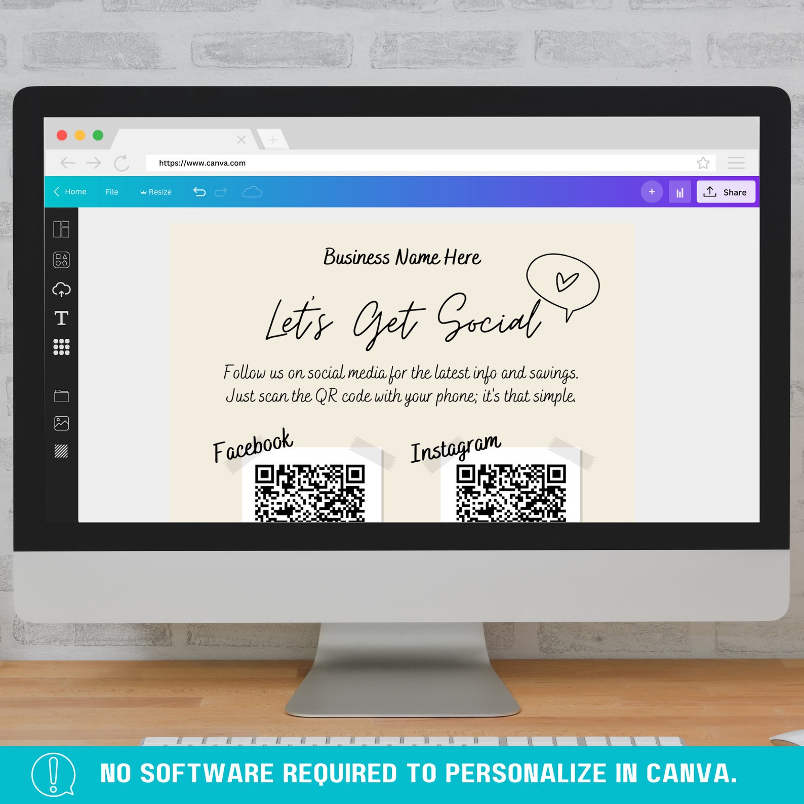 Social Media QR Customizable Card Template Small Business Social Card ...