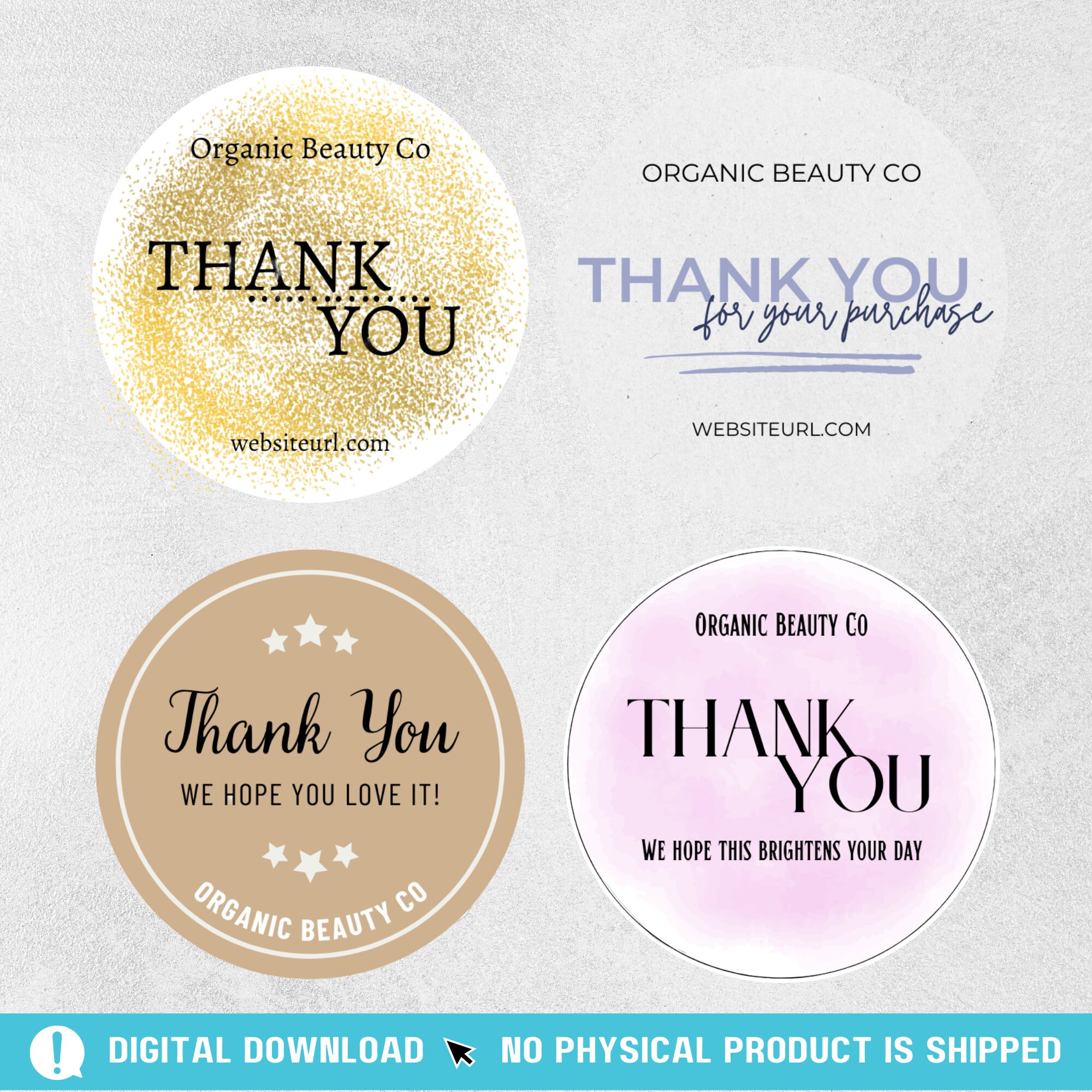 Round Thank You Card Label Template Edit in Canva 2x2 3x3 Thank You for ...