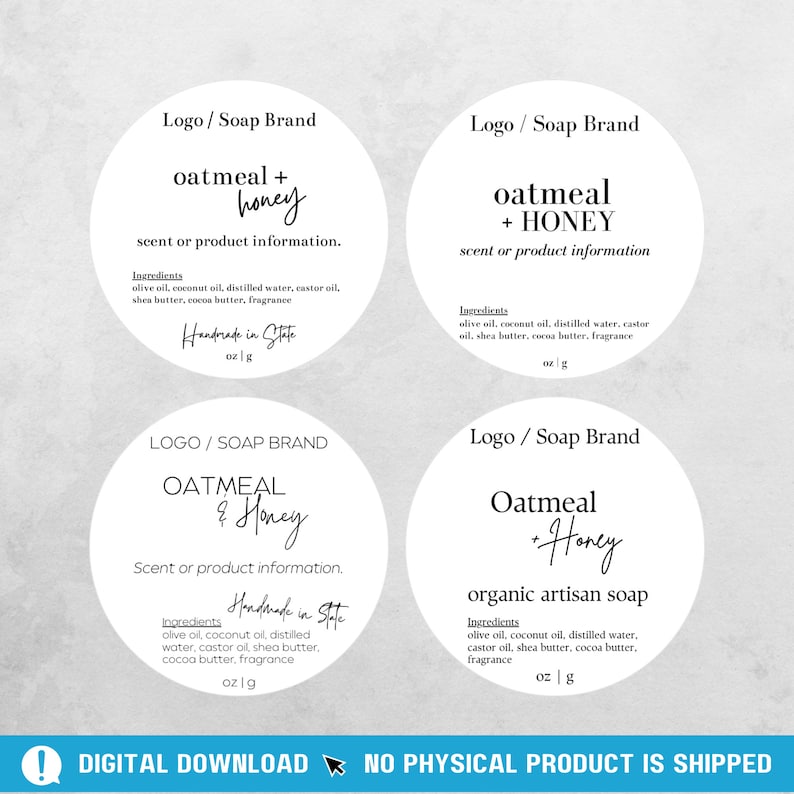 Minimalist Round Soap Bar Label Template Editable Circle Organic Soap ...