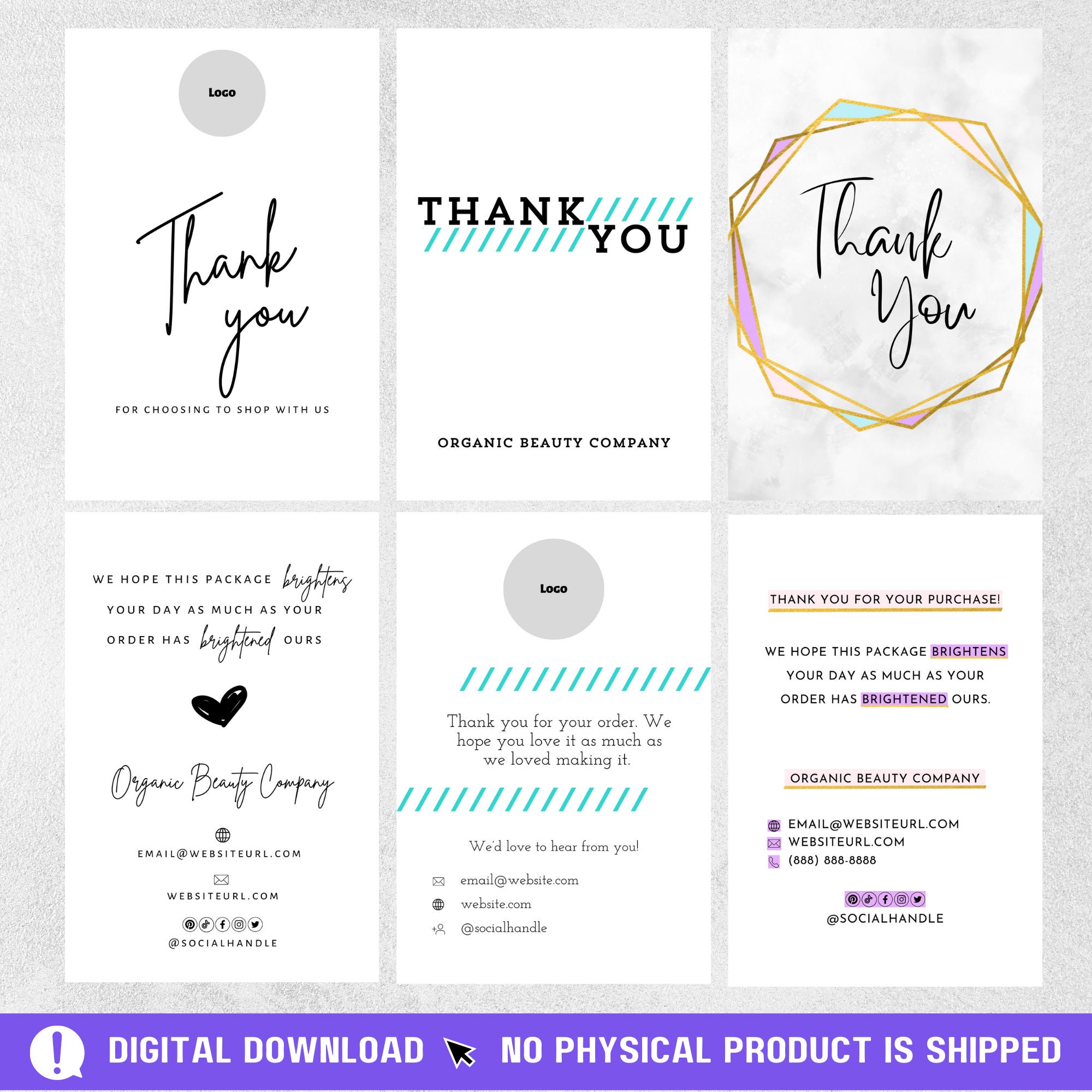 Editable 4x6 Thank You Card Template for Handmade Item Thank You for ...