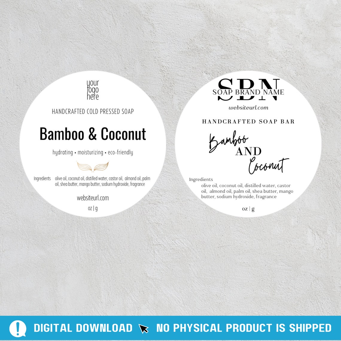 Round Soap Bar Label Template DIY Custom Circle Handmade Soap Label ...