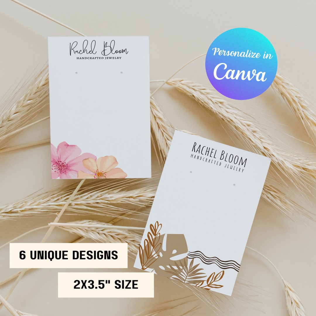 Printable Jewelry Earring Card Templates for Canva Blank Jewelry Cards ...