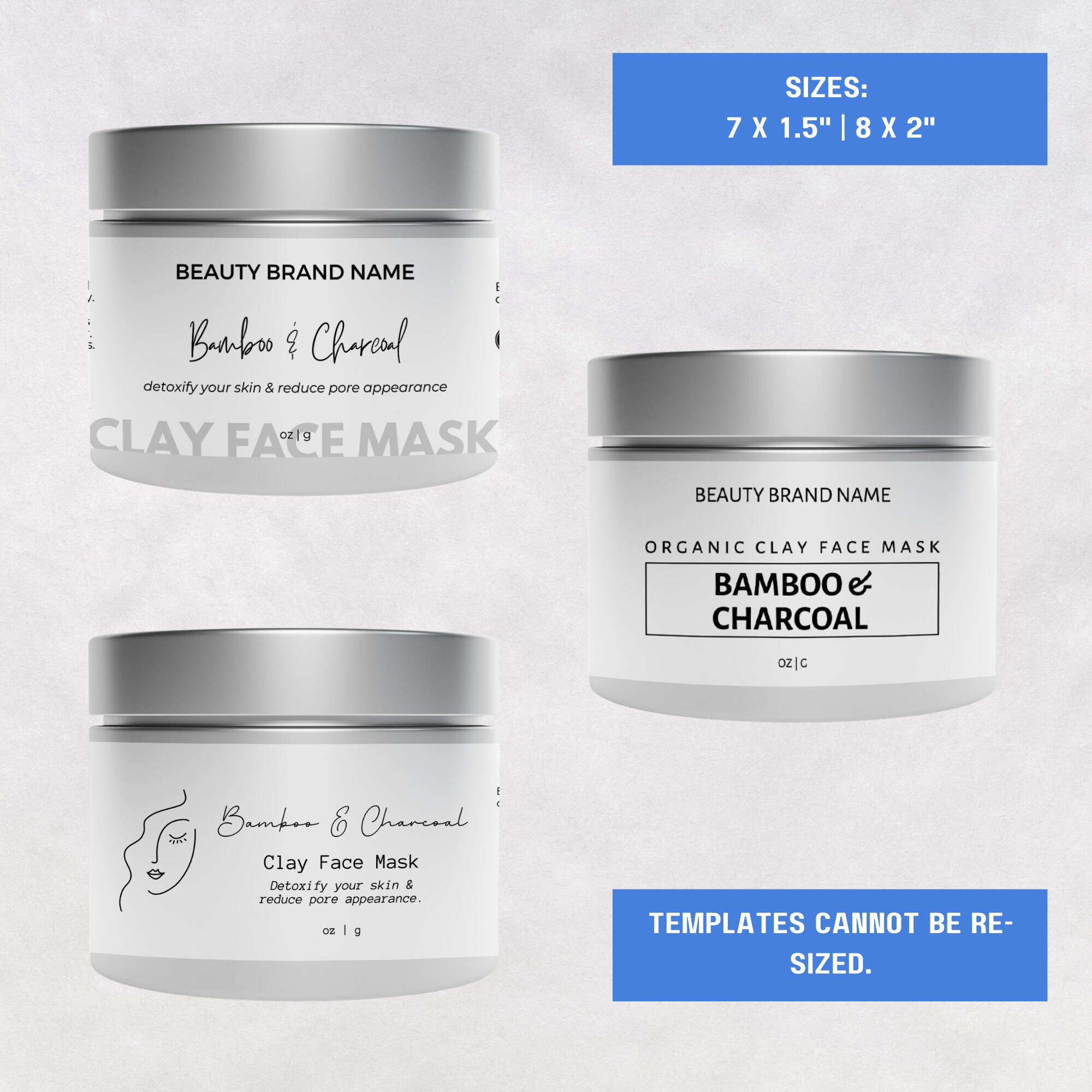 Face Mask Cosmetic Jar Label Template Customizable Handmade Beauty ...