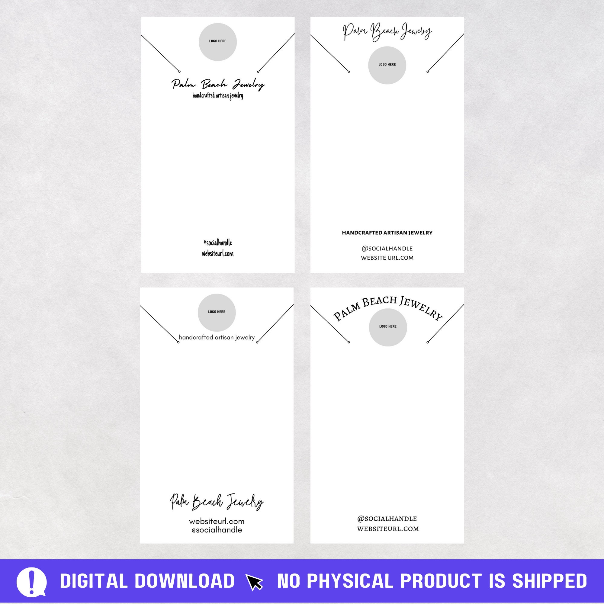 Jewelry Necklace Card Template Editable Necklace Display Card Template ...