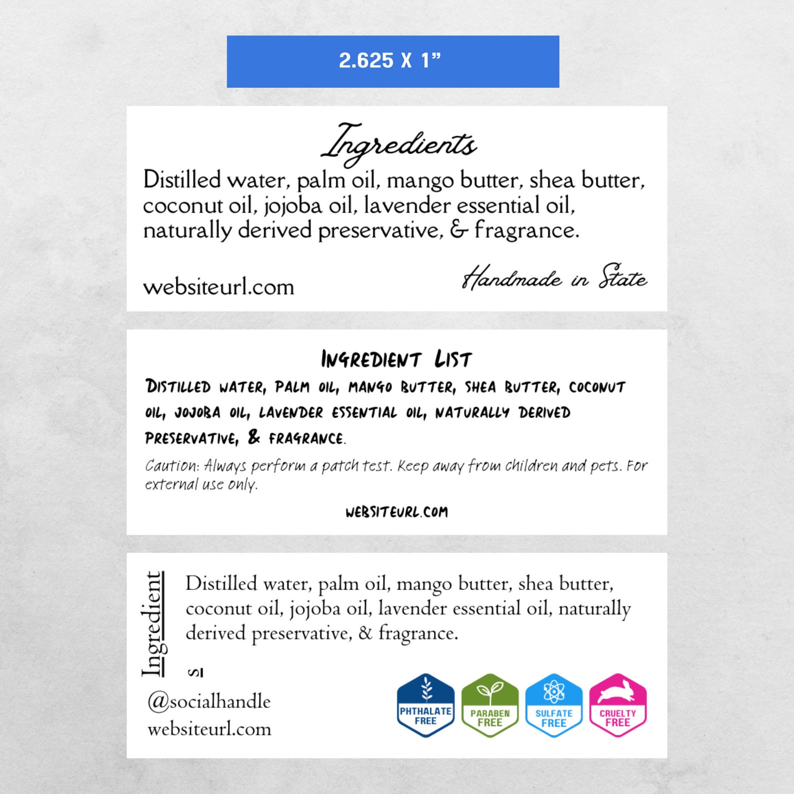 Address Rectangle Ingredient List Label Template Editable Small ...