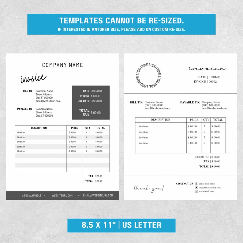 Editable Invoice Template for Freelance or Service Professional ...