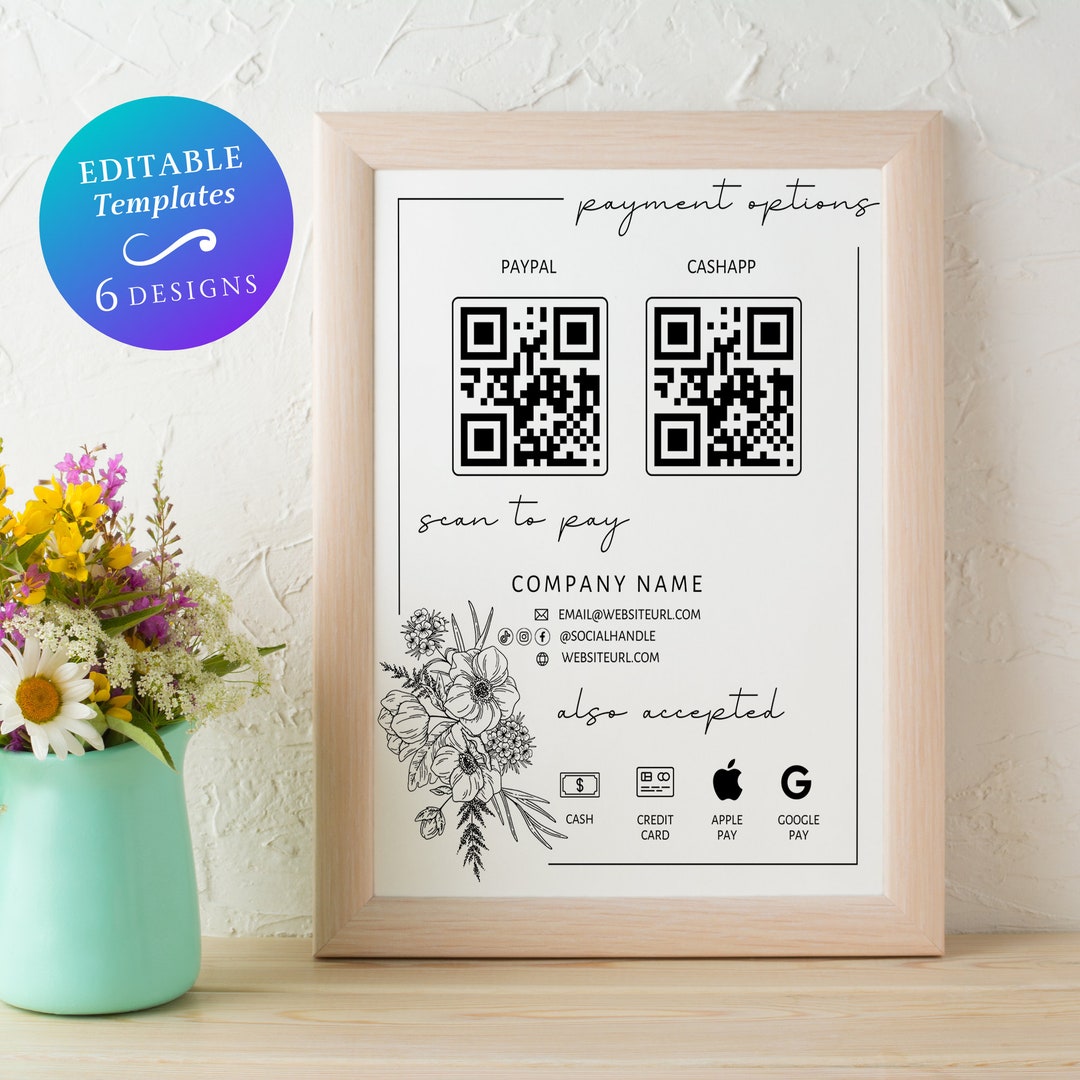 Payment Details Scan to Pay Sign Template Editable Scan to Pay Sign ...