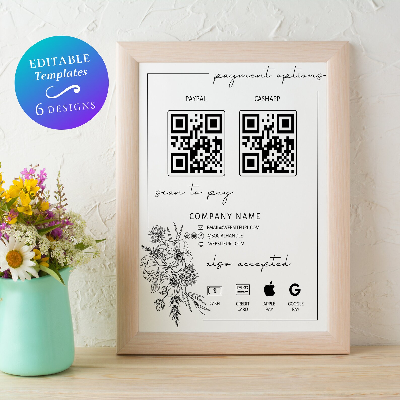 Payment Details Scan to Pay Sign Template Editable Scan to Pay Sign ...