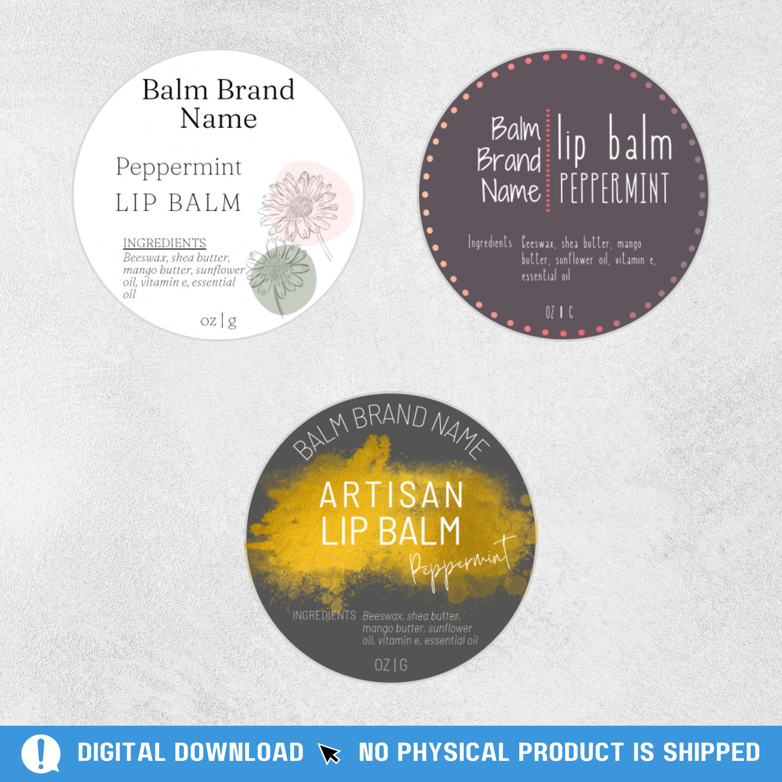 Editable Round Lip Balm Label Template Custom Circle Lip Balm Tin Label ...