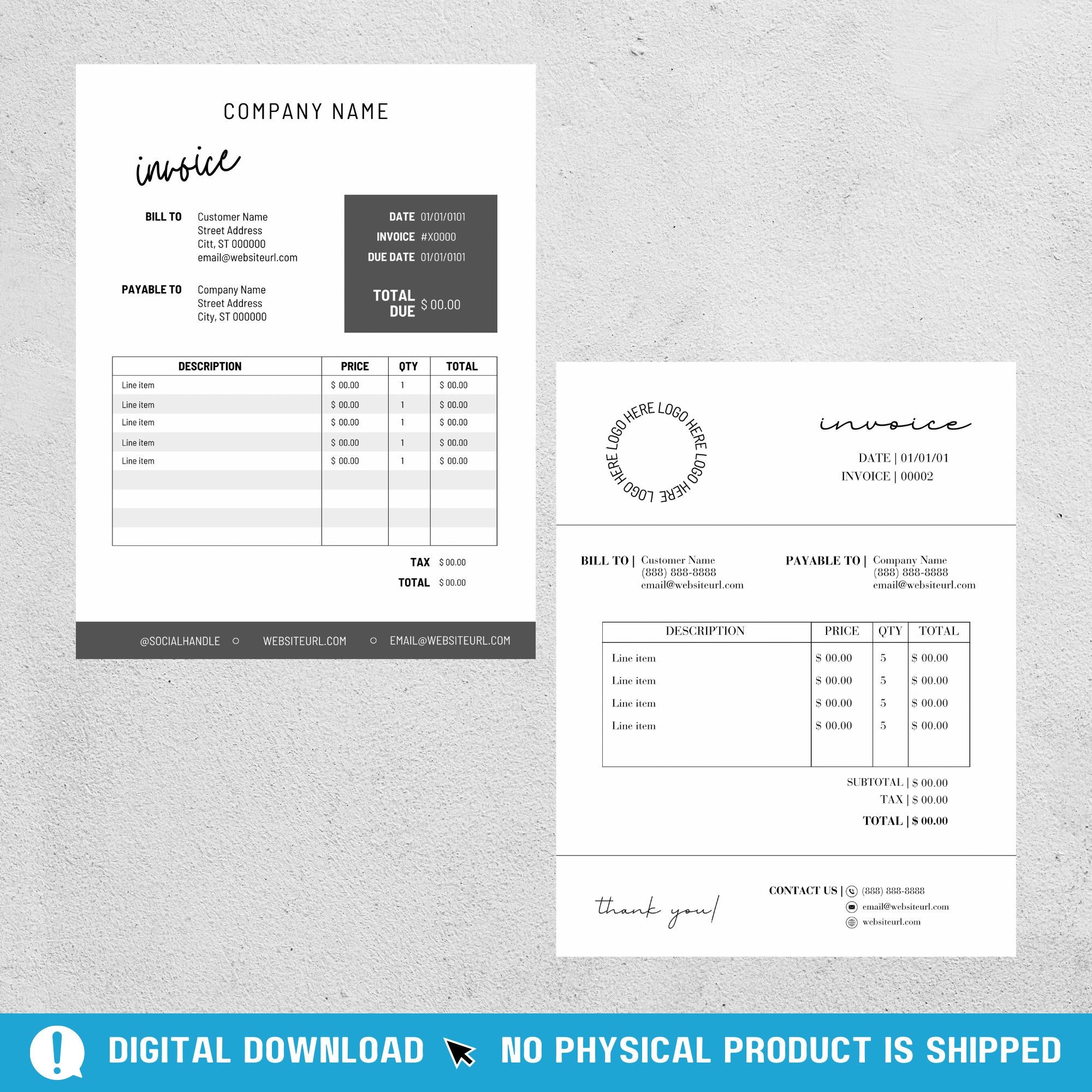 Editable Invoice Template for Freelance or Service Professional ...