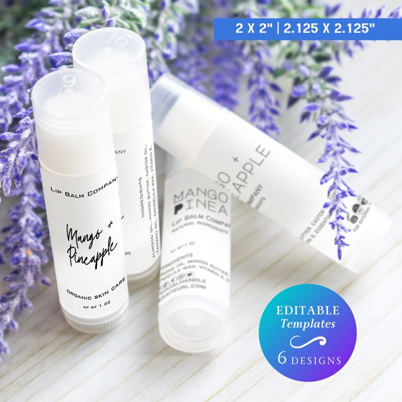 Editable Lip Balm Label Template for Canva DIY Organic Lip Balm Tube ...