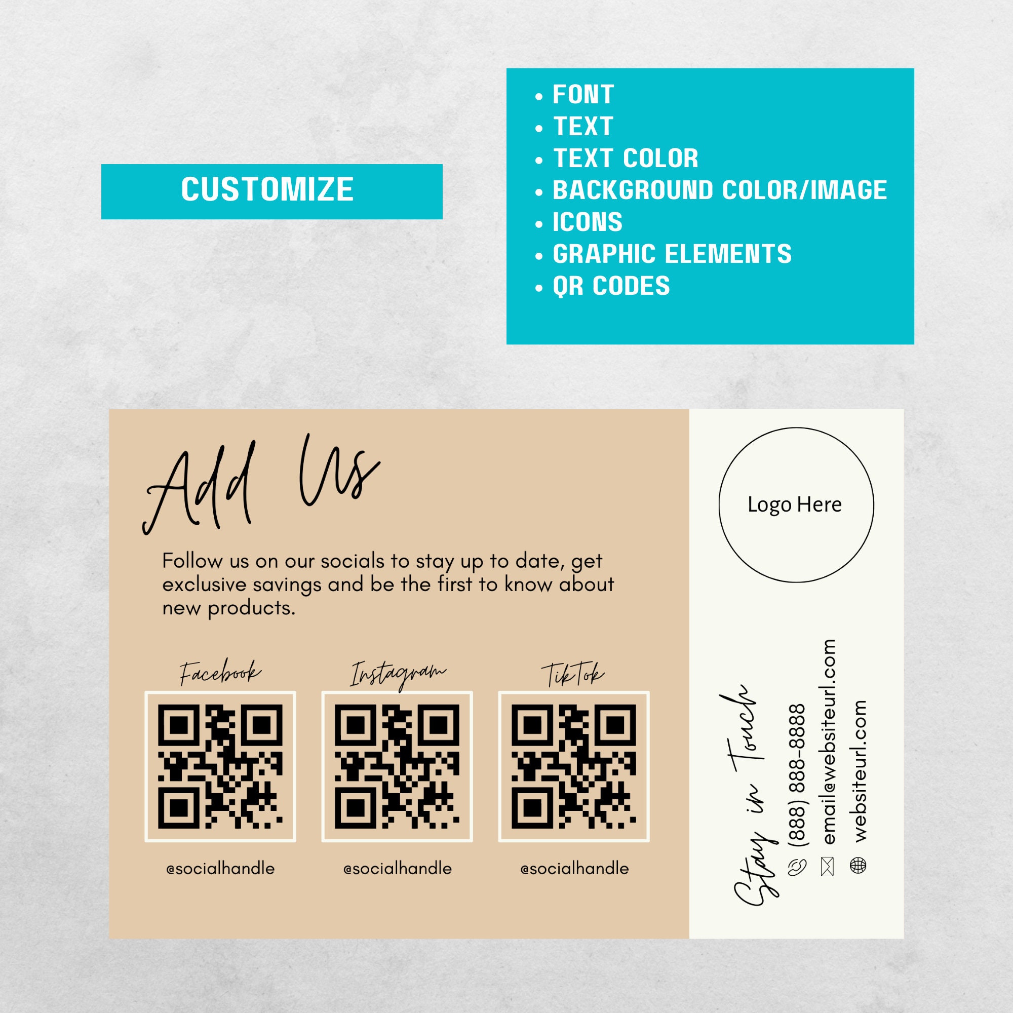Social Media Card Template Custom QR Code Social Media Card Editable ...