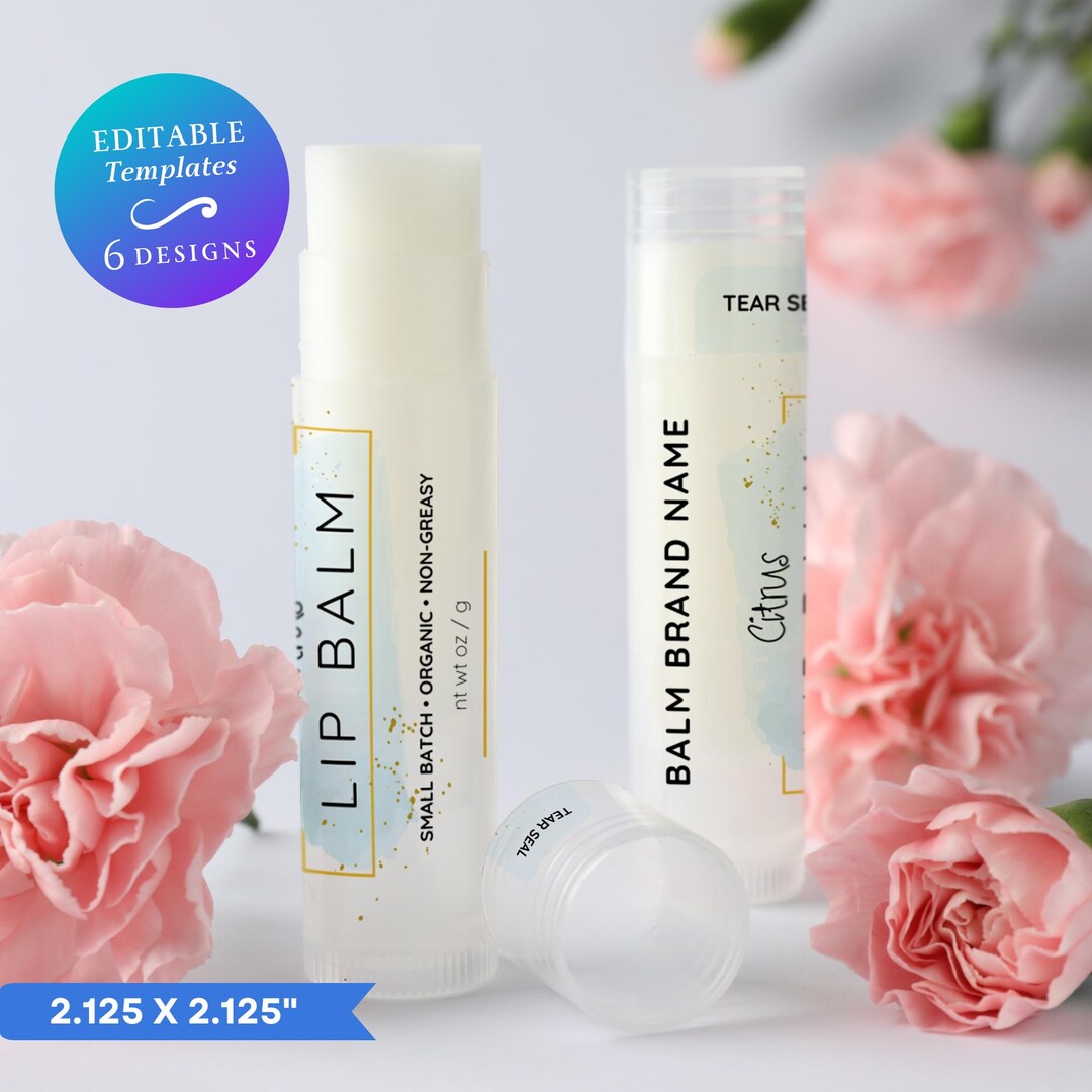 Editable Lip Balm Tube With Safety Seal Label Template DIY Stylish ...