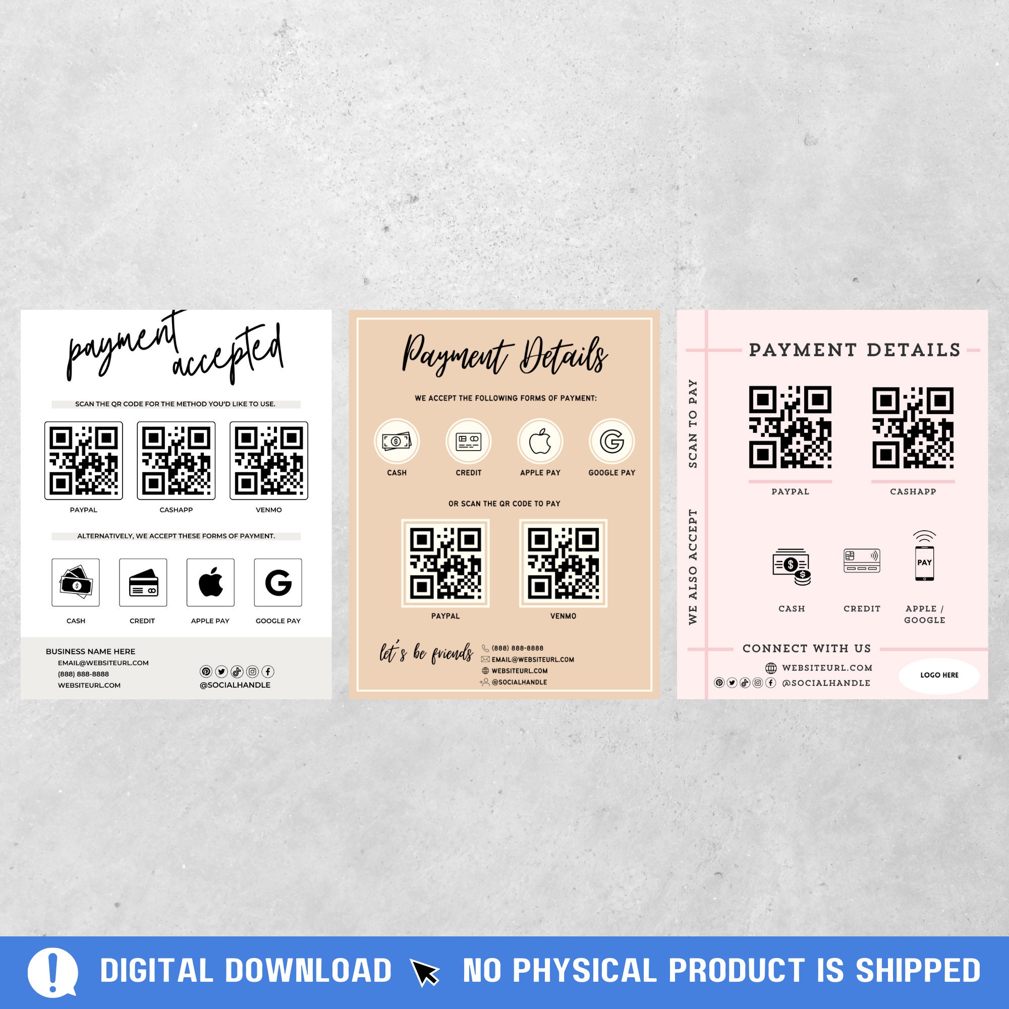 Payment Scan to Pay QR Sign Template QR Payment Table Sign Template ...