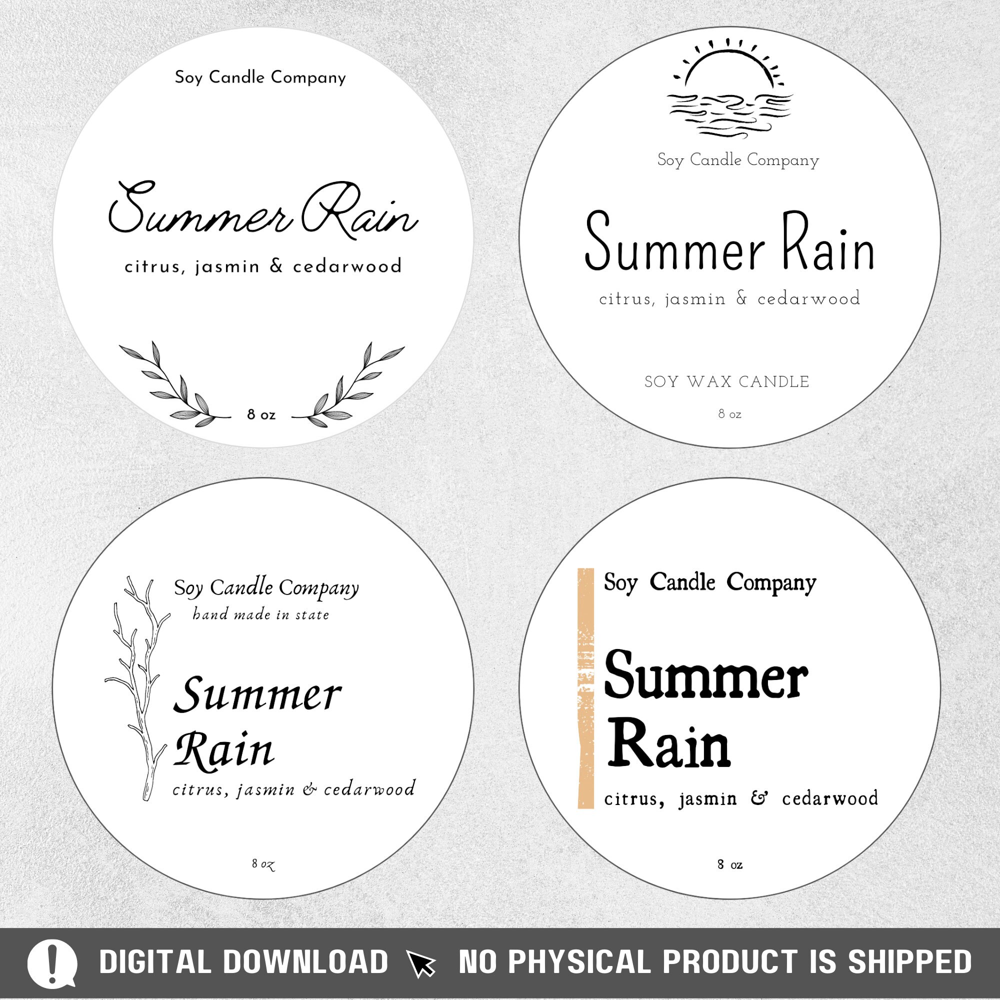 Soy Wax Round Candle Label Template Minimal Round Candle Sticker ...