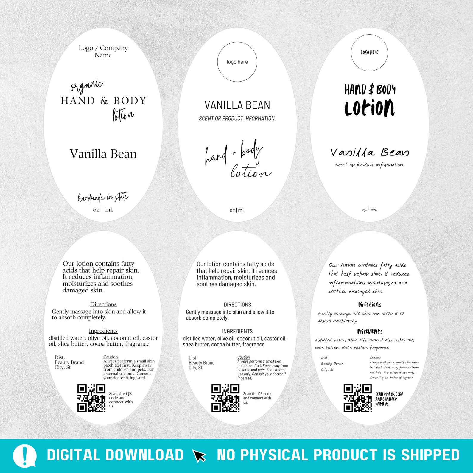 Oval Hand & Body Lotion Label Template Editable Oval Lotion Label ...