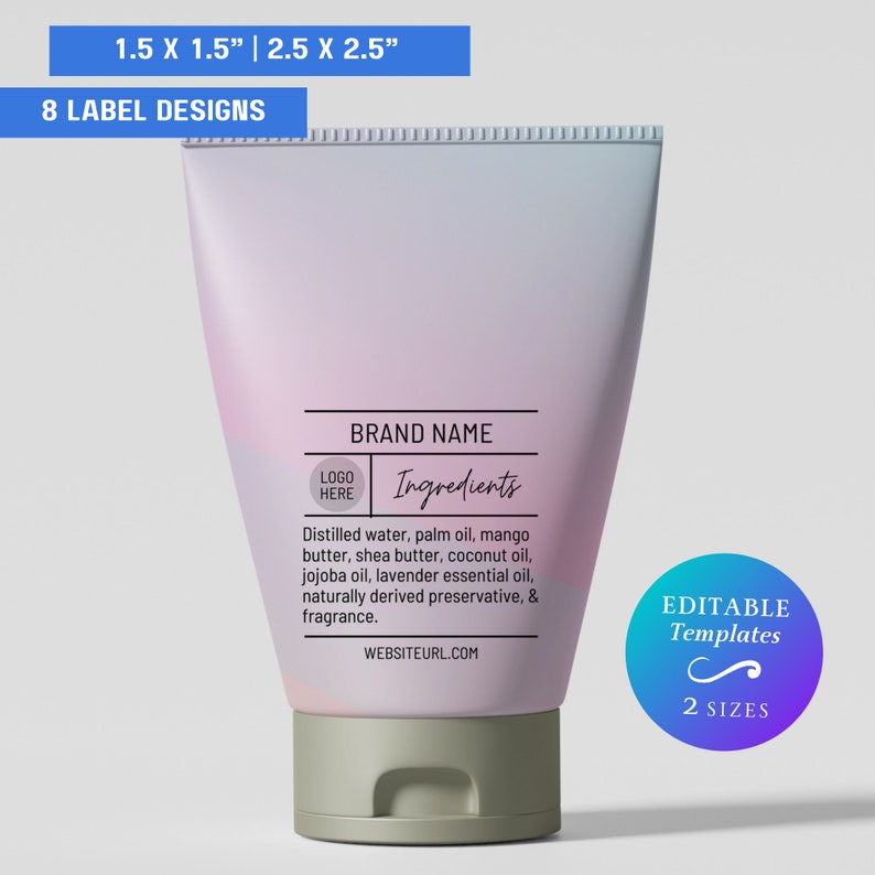 Ingredient List Label Template Square DIY Bath, Beauty or Cosmetic ...