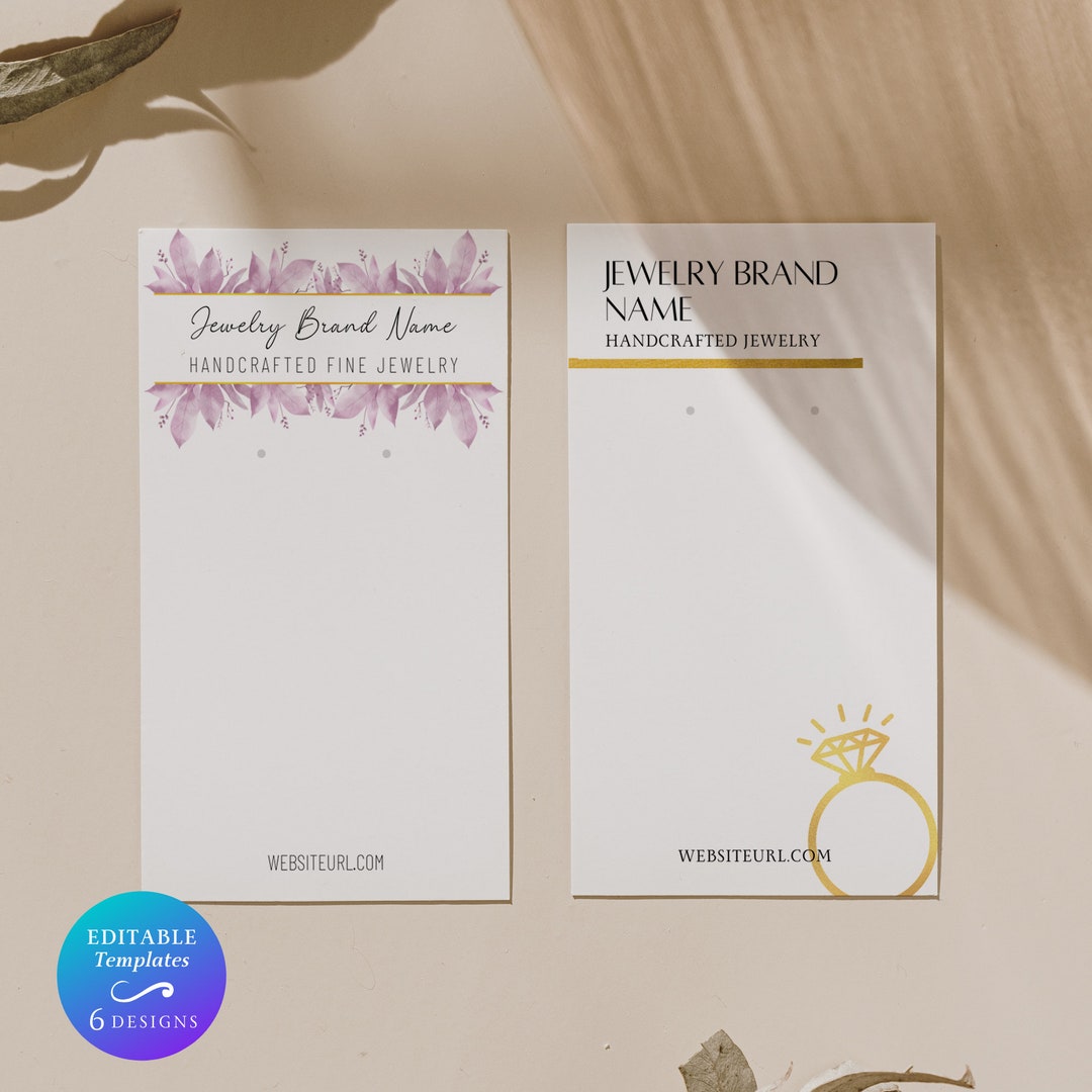 Gold Earring Display Card Template Editable Earring Card Design Custom ...