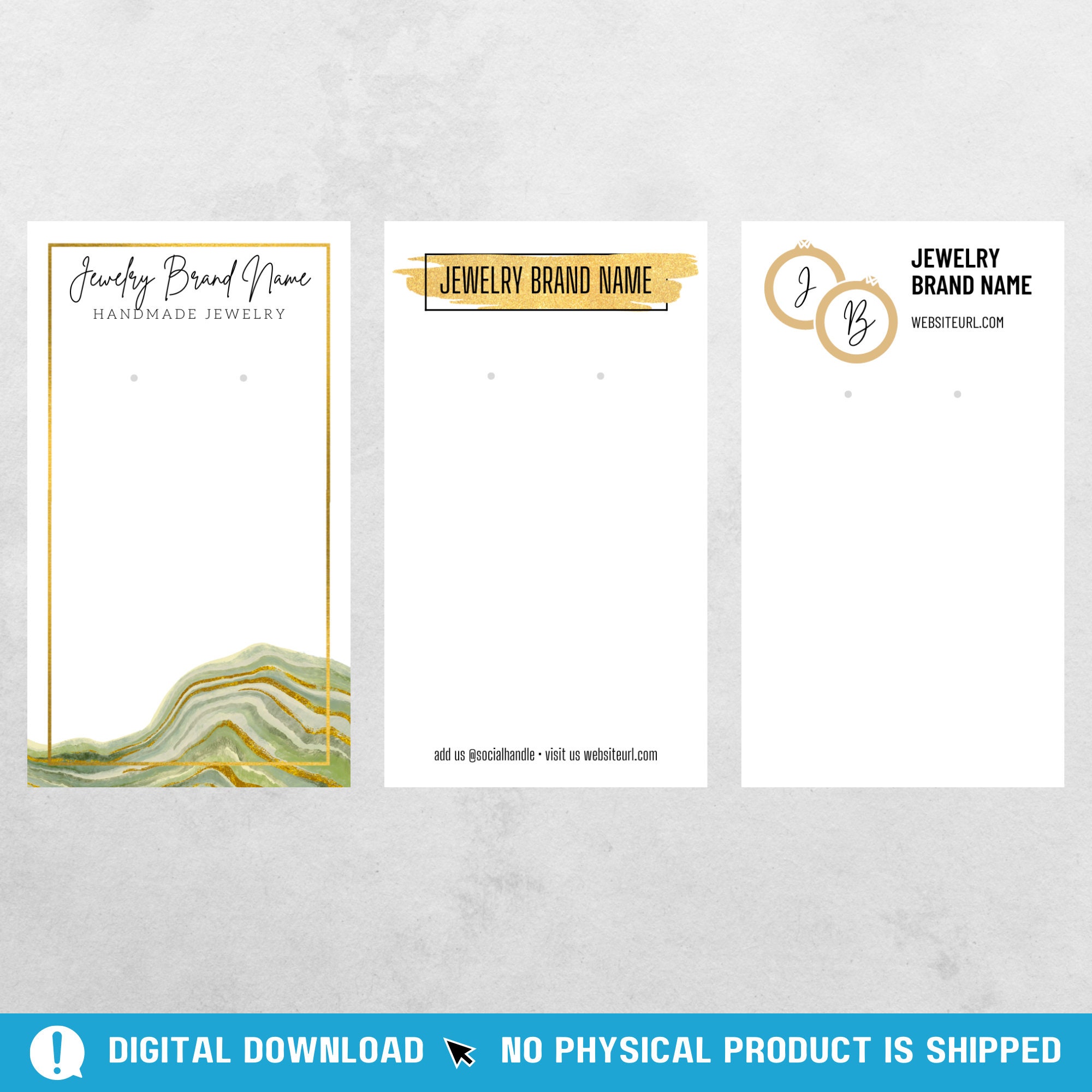 Gold Earring Display Card Template Editable Earring Card Design Custom ...
