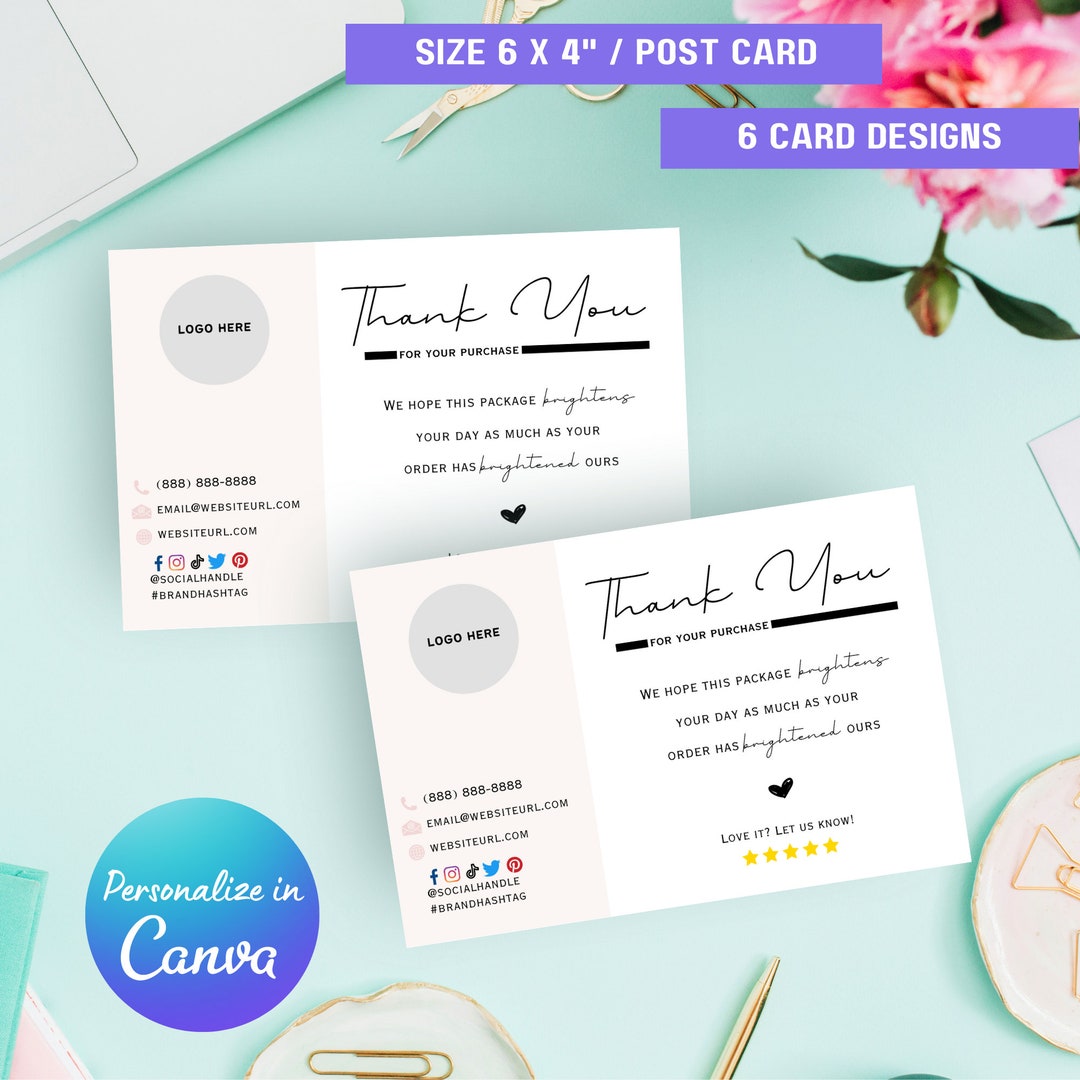 Thank You for Your Order Card Template for Small Business - Etsy