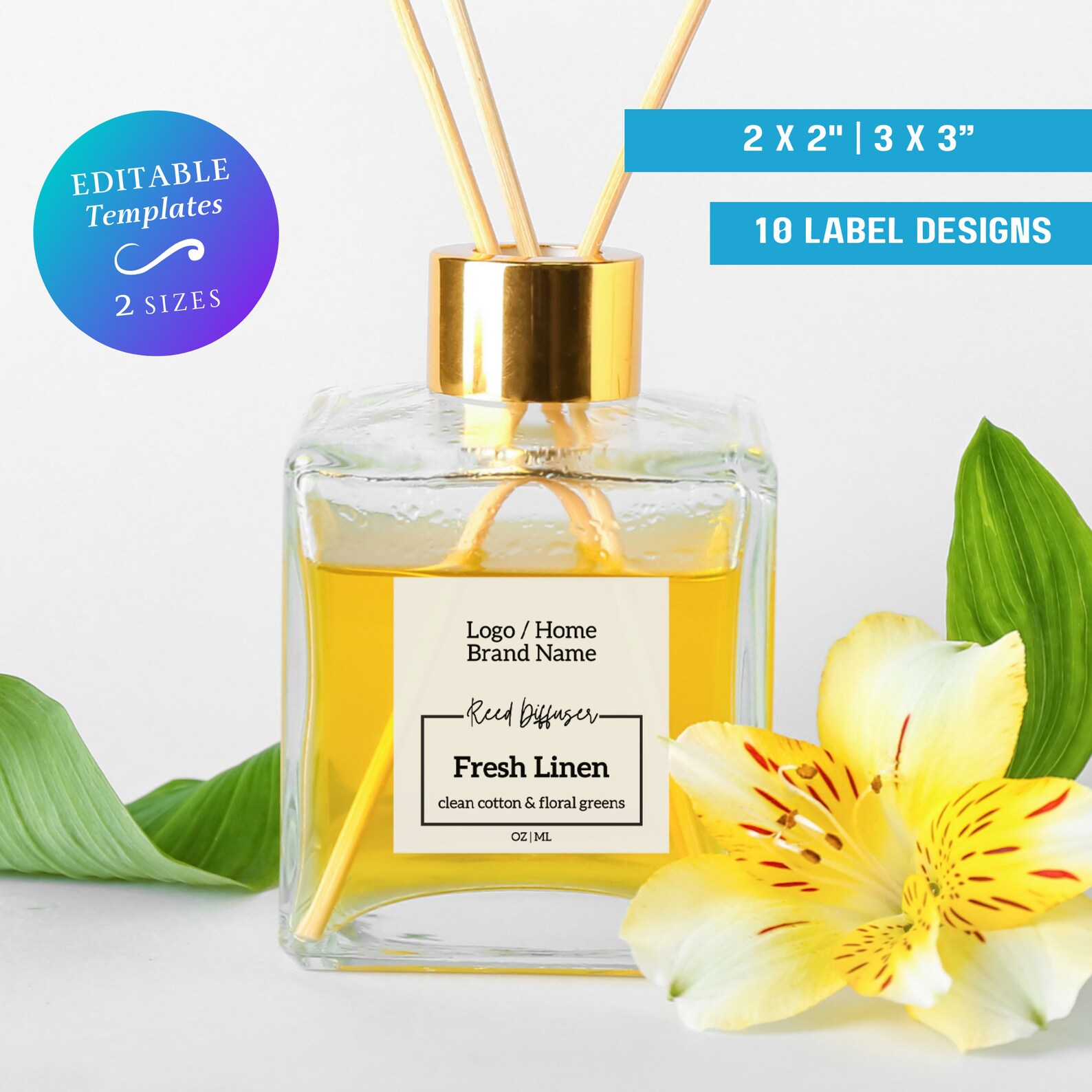 Fragrance Oil Diffuser Label Template Editable Scented Oil Reed ...