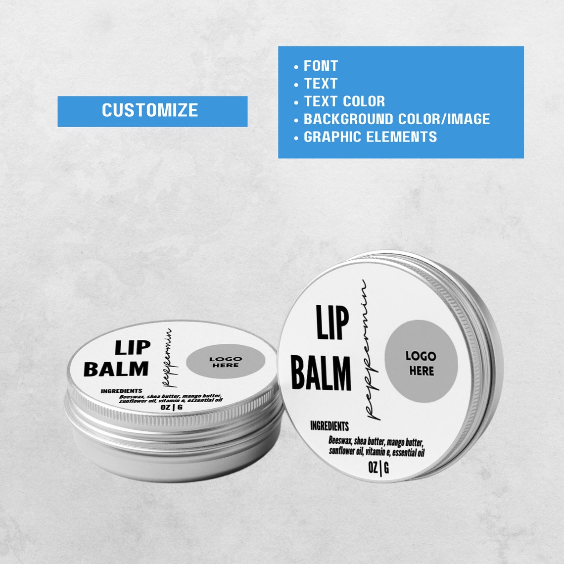 Editable Round Lip Balm Label Template Custom Circle Lip Balm Tin Label ...