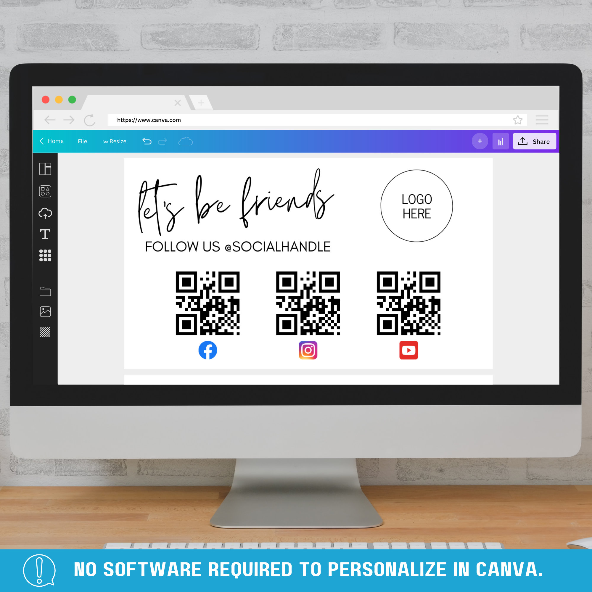 Minimalist Social Media Card Template Editable Handwritten Social ...