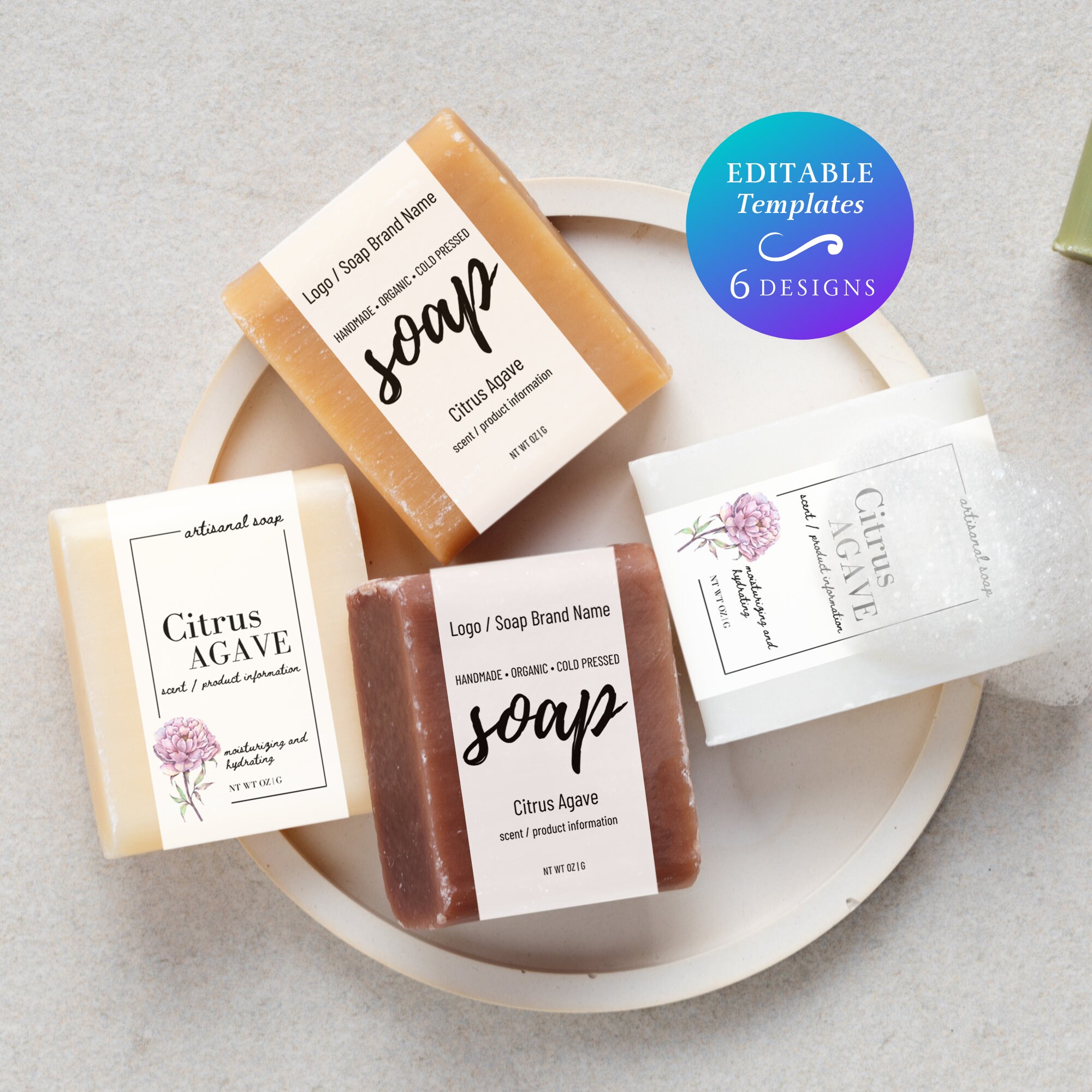 Vertical Wrap Around Soap Band Label Template Editable Modern Soap Bar ...