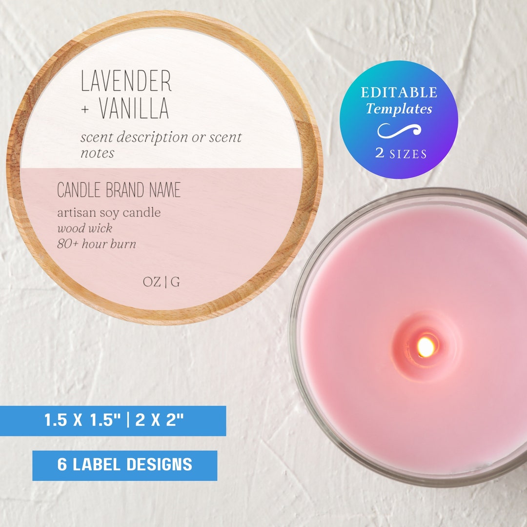 Round Candle Label Template for Candle Jar, Tin or Tumbler Editable ...