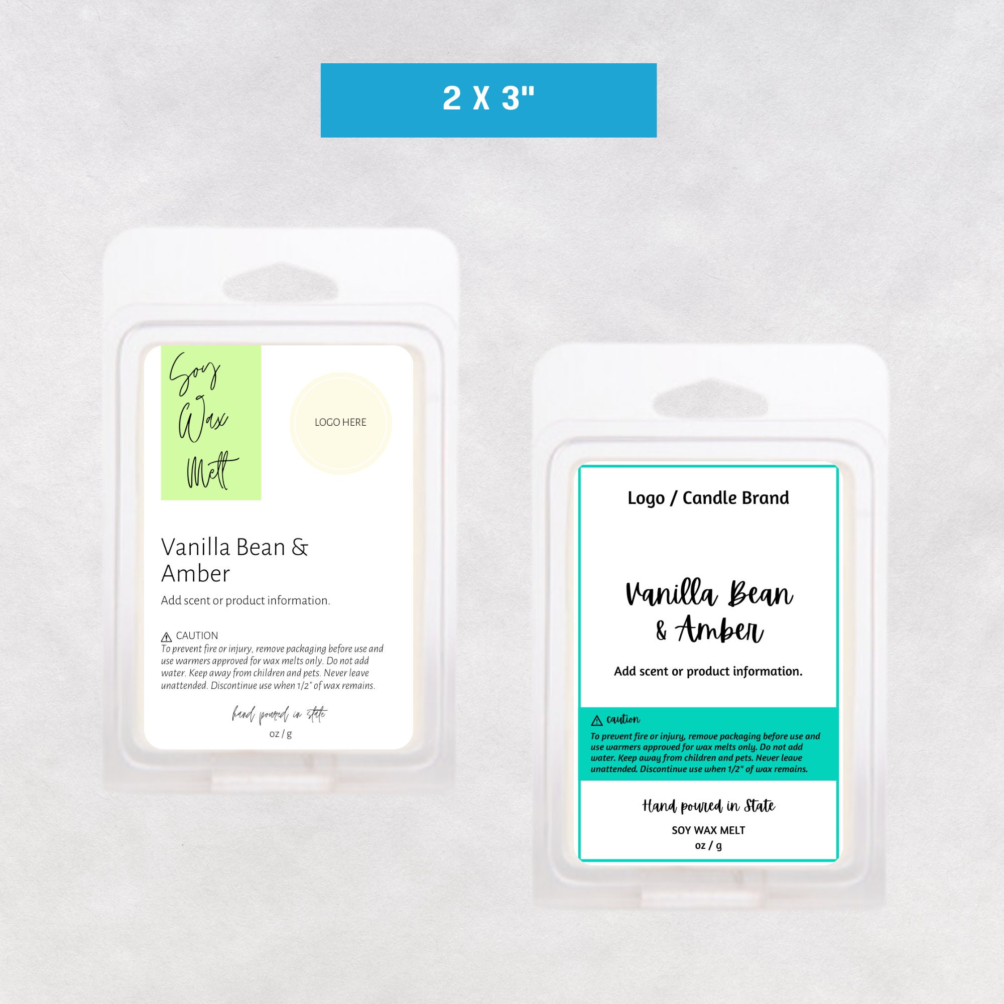 Clamshell Wax Melt Label Template Editable Handmade Soy Wax Melt Label ...