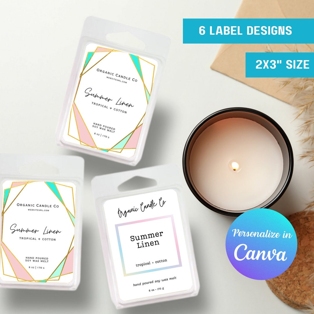 Pastel Soy Wax Clamshell Mold Label Template Editable Clamshell Wax ...