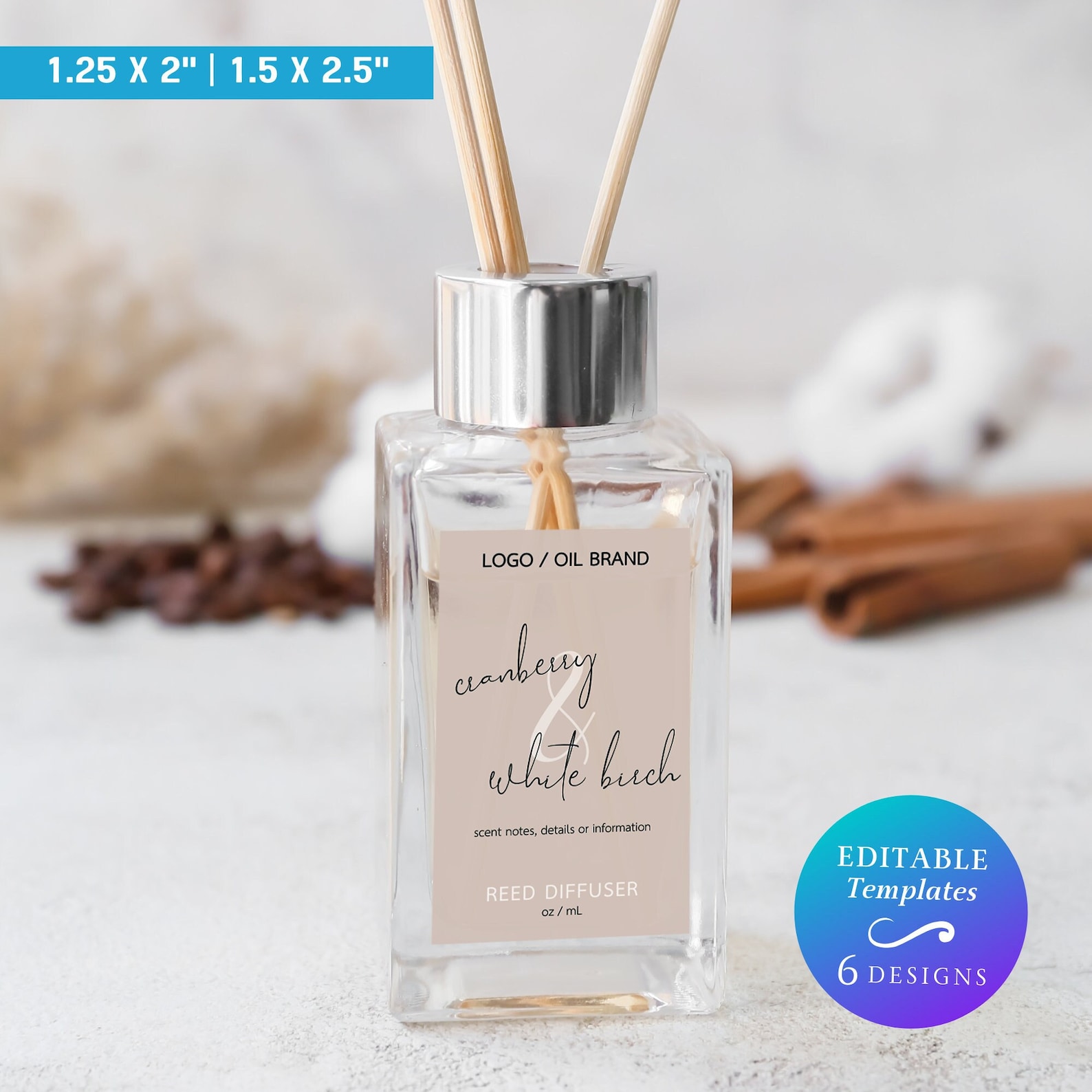 Editable Scented Oil Diffuser Label Template Custom Fragrance Oil ...