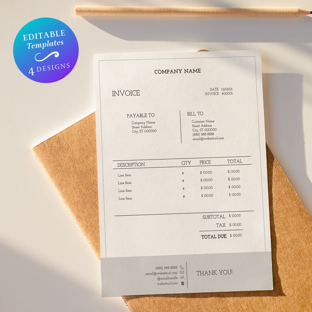 Editable Invoice Template for Freelance or Service Professional ...