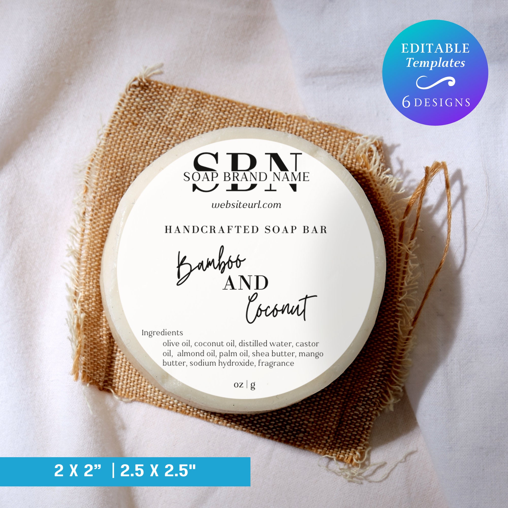 Round Soap Bar Label Template DIY Custom Circle Handmade Soap Label ...