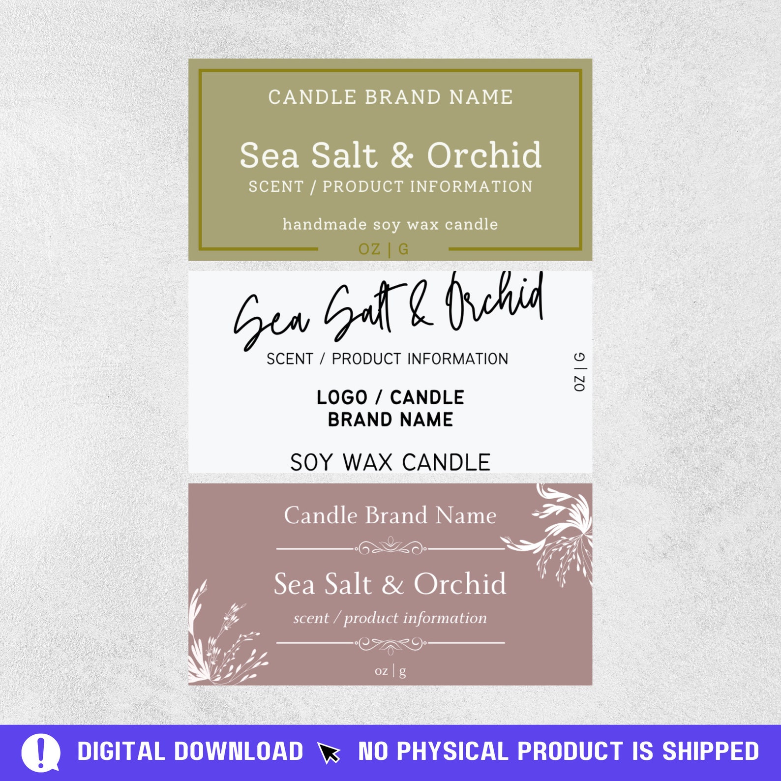 Organic Candle Tin Label Template Custom Soy Wax Candle Label DIY ...