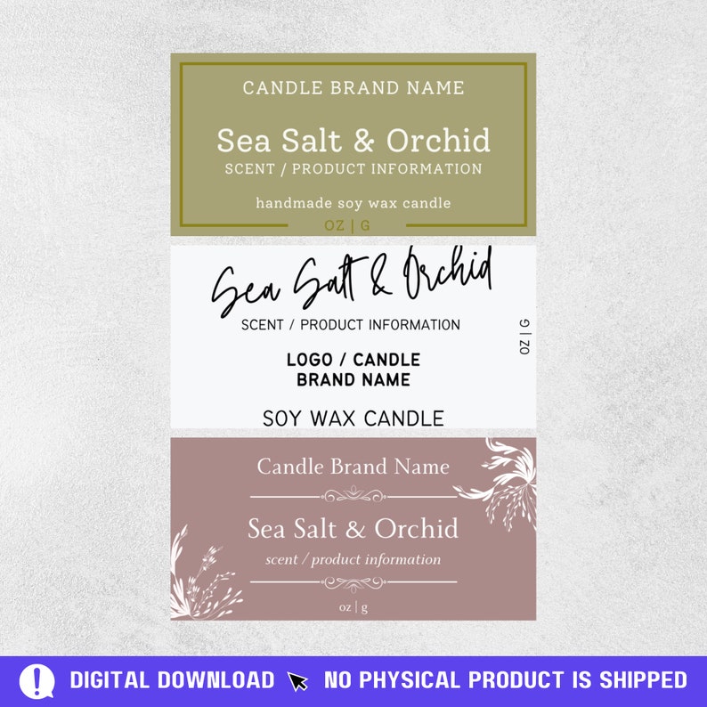 Organic Candle Tin Label Template Custom Soy Wax Candle Label DIY ...
