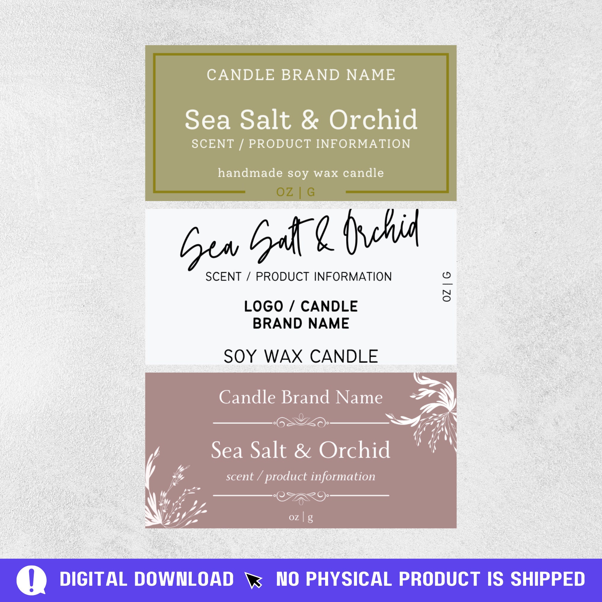 Organic Candle Tin Label Template Custom Soy Wax Candle Label DIY ...